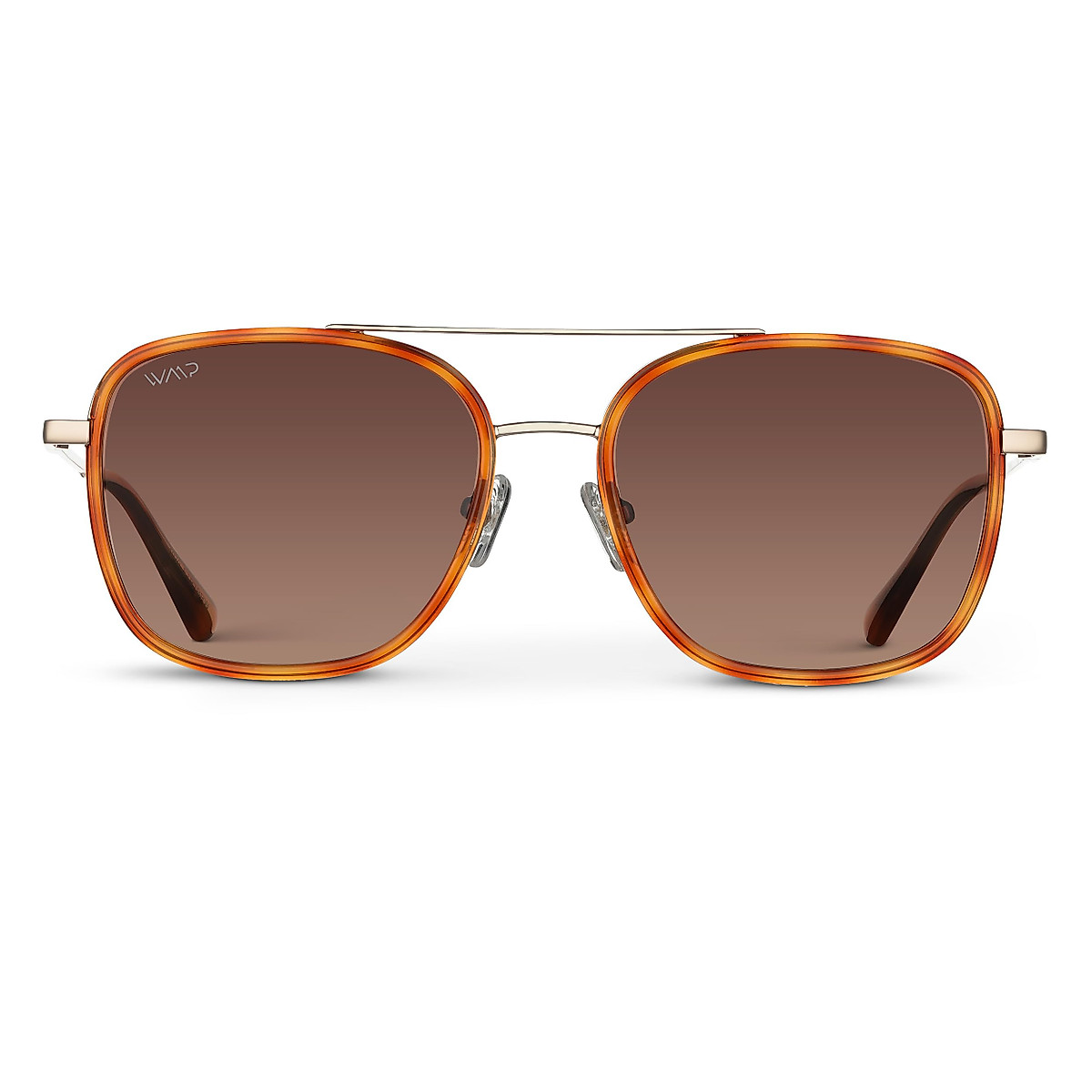 WearMe Pro Women’s Polarized Square Sunglasses: Modern Square Aviator with Double Bridge featuring Vintage and Modern Aesthetics (Sunset Tortoise Frame/Gradient Brown Lens)