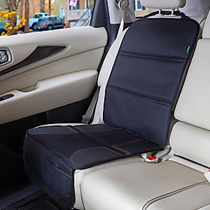 PIDO Car Seat Protector Under Baby Car Seat, Car Seat Mat for Leather Seats, Seat Protector Carseat with Thick Padding and Storage Pockets to Protect Vehicle Cloth and Leather Upholstery