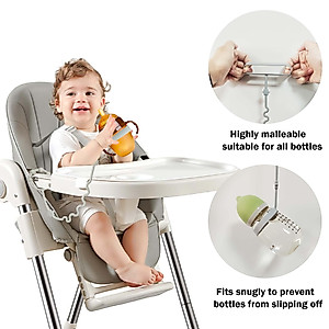 RTMOK (2 Pcs) Sippy Cup Strap Keep Bottles and Sippy Cups Off The Floor, Sippy Cup Holder Strap Suitable for High Chairs, Strollers and Water Bottles- Dishwasher Safe