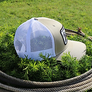 WHISKEY BENT HAT CO. The Zip Adjustable Snapback Meshback Trucker Hat (US, Alpha, One Size, Tan)