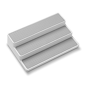 madesmart Shelf Organizer - White | CABINET COLLECTION | 3-Tier Cabinet, Pantry, or Countertop Organizer | Soft-grip Lining and Non-slip Fee | BPA-Free