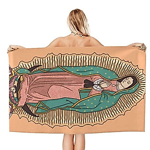 Our Lady of Guadalupe Virgin Mary Adult Beach Towels Divine Miracle Virgin Mary Bath Towel Decoration Bathroom/Kitchen 52x32 Inches