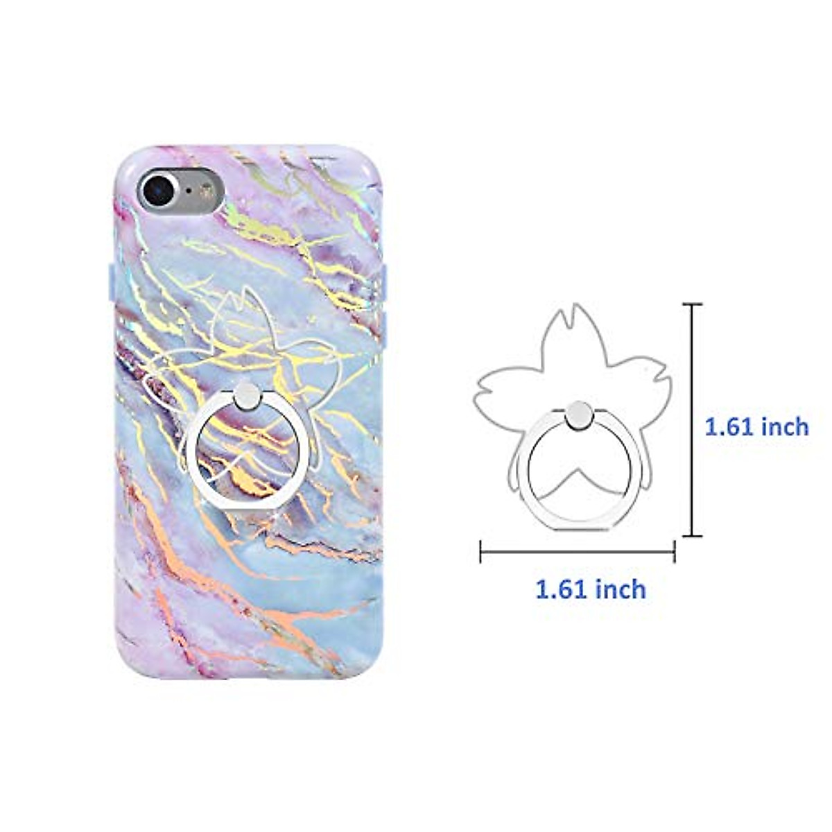 lenoup Transparent Oriental Cherry Cell Phone Ring Holder Kickstand,360 Rotation Clear Cherry Blossom Cell Phone Finger Ring Grip Stand for Phones,Pad