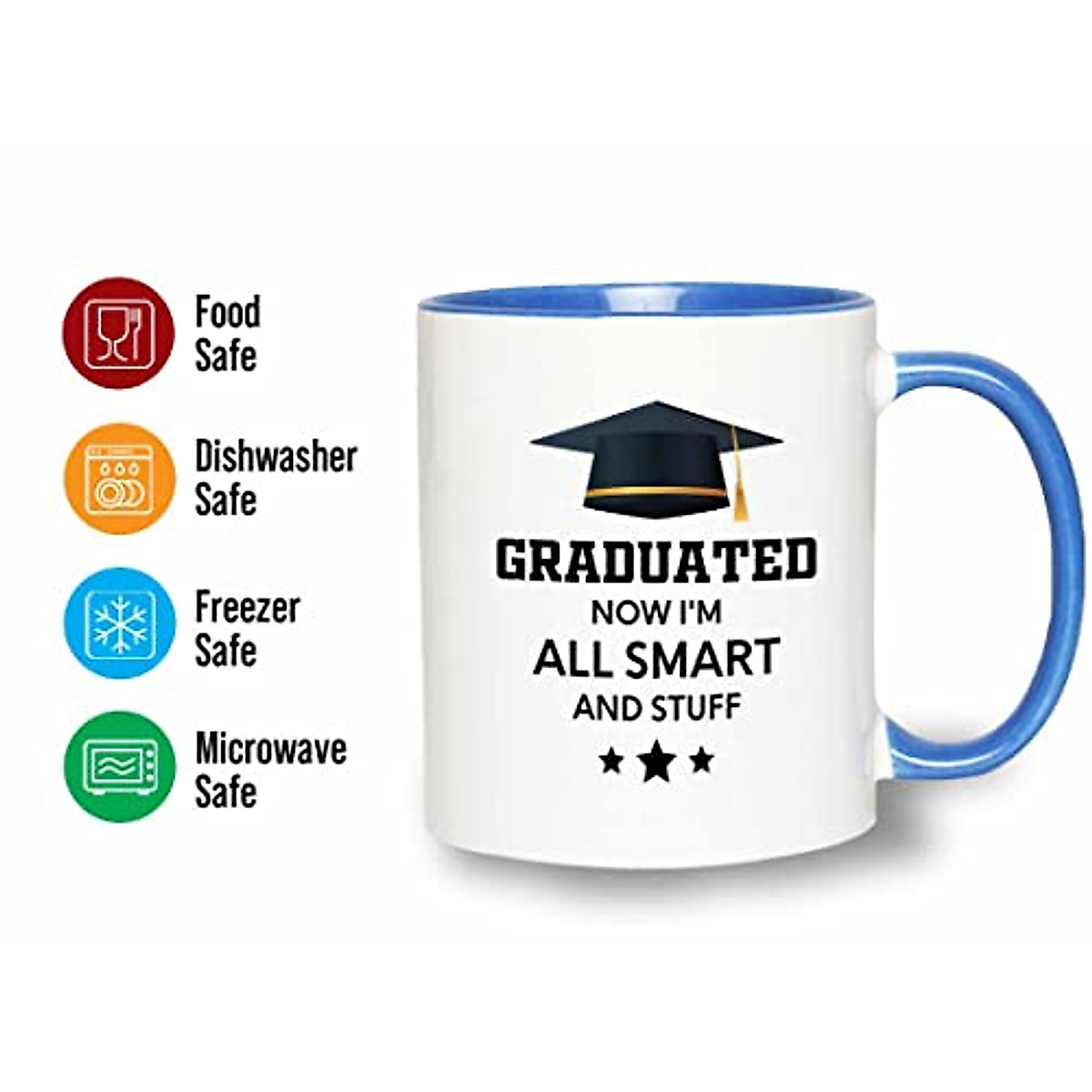 Flairy Land Graduation 2Tone Blue Mug 11oz - All Smart and Stuff - Graduation Gifts for Her Senior Graduation College Student College Graduate Classmate MBA Grad