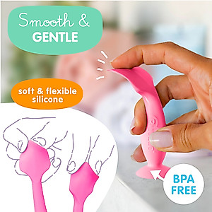 Bumco Baby Bum Brush + Mini Baby Diaper Cream Spatula with Case - BPA-Free Silicone Diaper Spatula with Suction Cup, Wipe-Clean, Mom-Invented Butt Paste Applicator (Pink & Pink)