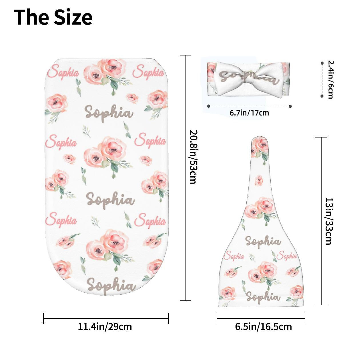 WTCWY Custom Baby Blankets for Girls Personalized Baby Swaddle with Hat for Baby Girl Boy with Name Personalized Custom Baby Blankets Personalized Baby Item Personalized Baby Girl Gifts