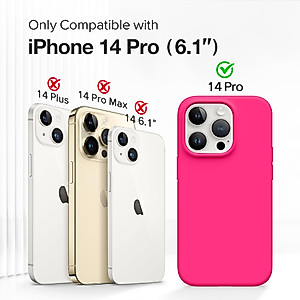 GONEZ Magnetic for iPhone 14 Pro Case, [Compatible with Magsafe] [2X Screen Protector + 2X Camera Lens Protector], Liquid Silicone Shockproof Protective Phone Case for iPhone 14 pro 6.1", Rose Red