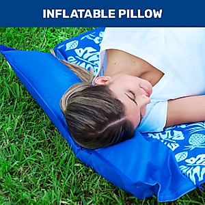 Aqua 3-in-1 Fold and Go Pool Float, Mat and Lounge, Padded Mat for Land or Water with Carry Strap, Blue Pineapple Hibiscus