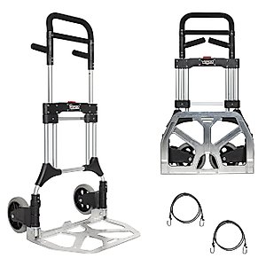 Vergo Industrial 400 lb Capacity Heavy Duty Folding Hand Truck Dolly Cart with Telescoping Handle, Aluminum Foldable Cart with Wheels (S300L)