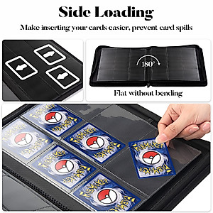 Premium Zip Card Binder, Fabmaker 9 Pocket Trading Card Binder, PU Cover Zipper Card Collection Album, Sturdy 360 Side-Loading Card Folder Holder for MTG, TCG, Game Cards, Sports Cards, Black