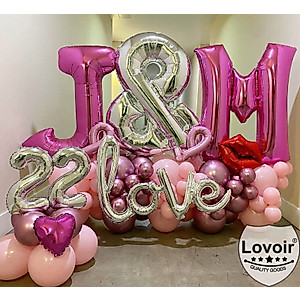 Lovoir 40 Inch Large Hot Pink Letter E Balloons Big Size Jumbo Mylar Foil Helium Balloon for Birthday Party Celebration Decorations Alphabet Hot Pink E