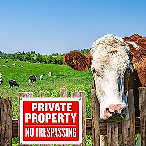 Vanitek 8 Pack Private Property No Trespassing Sign 9 x 12 Inch Weatherproof, Water Resistant, Easy to Mount, Durable Ink, Indoor and Outdoor Keep, for Home Safety & Privacy