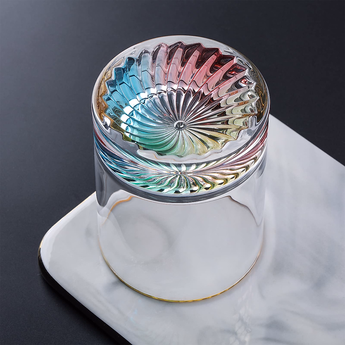 SALADAYS Colorful Old Fashioned Whiskey Glasses, 10oz Rocks Barware for Scotch, Bourbon, Liquor and Cocktail Drinks, Set of 2, Gift for Men