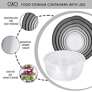 COOK WITH COLOR Round Food Storage Containers with Lids, Easy-Find Nesting Plastic Containers, 14 Piece Set (Grey Ombre)