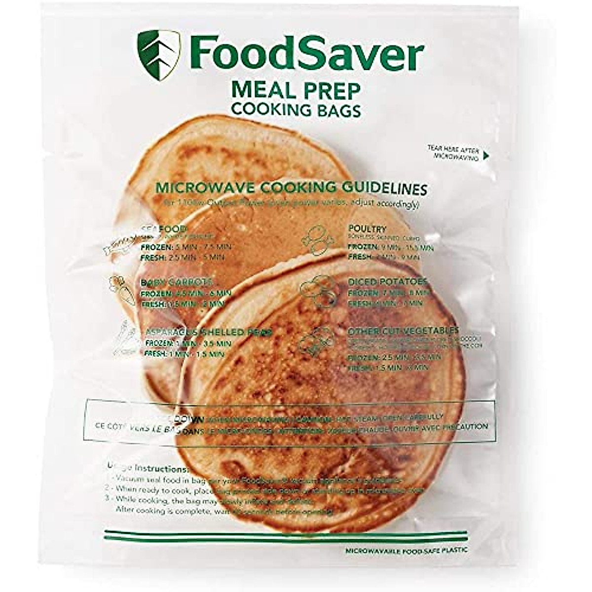 FOODSAVER Microwavable Meal Prep Bags Vacuum Sealers, 1 Quart, 16 Ct.