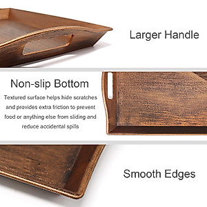 Set of 3 Large Serving Trays w/Handles Nesting Breakfast Serving Trays Afternoon Tea Tray Decorative Rectangular Display Tray Set Nested Food Tray Butler Serving Tray for Kitchen Party Dinner Snack