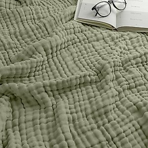 Comfy Cubs Baby Muslin Blanket, Swaddle for Newborns and Toddlers, Large 40” x 40” Cover, 6-Layer Plush Softness for Infant Swaddling, Receiving, or Tummy Time, Shower Gift (Sage, Baby - Muslin)