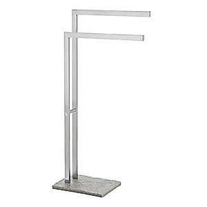 WENKO Granite Hand Towel Holder Stand for Bathroom, Double Tower Racks, Freestanding, 33.86 x 7.87 inch, Satinised