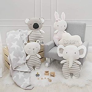 Living Textiles Baby Knit Plush Toy w/Rattle - Bella Bunny - Premium 100% Cotton Super Cute Soft & Fun Stuffed Animal Character | for Infant,Newborn,Stuff,Knit,Doll,Gift,Shower,Boy,Girl