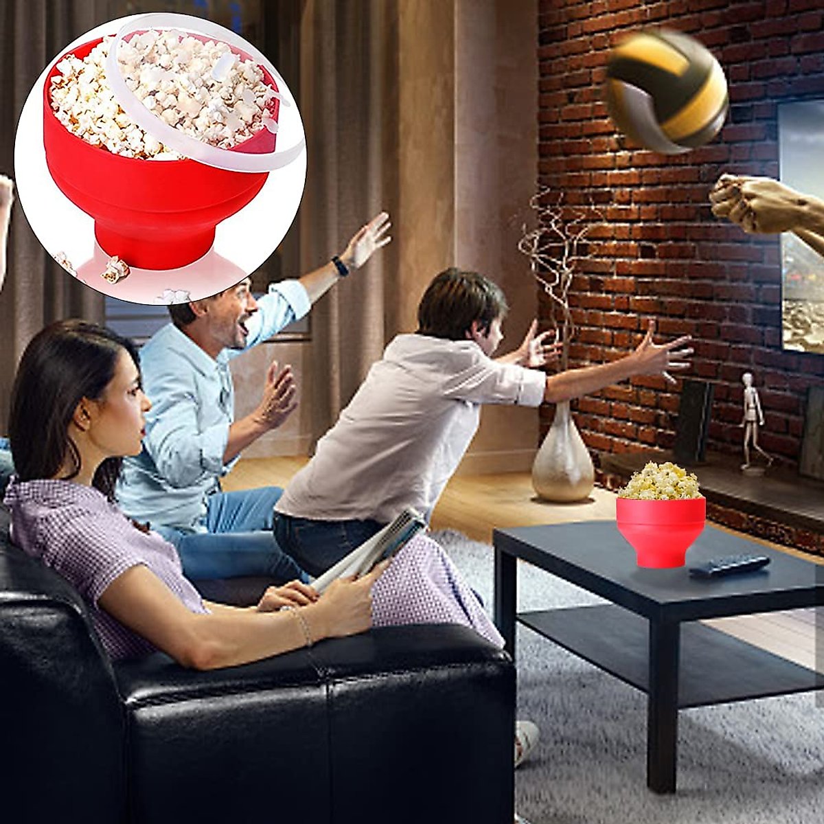 Popcorn Microwave, Silicone Microwave Popcorn Popper Machine, Foldable Popcorn Maker with a Lid, Heat-Resistant and Durable Popcorn Maker to Explode Popcorn and hold fruit
