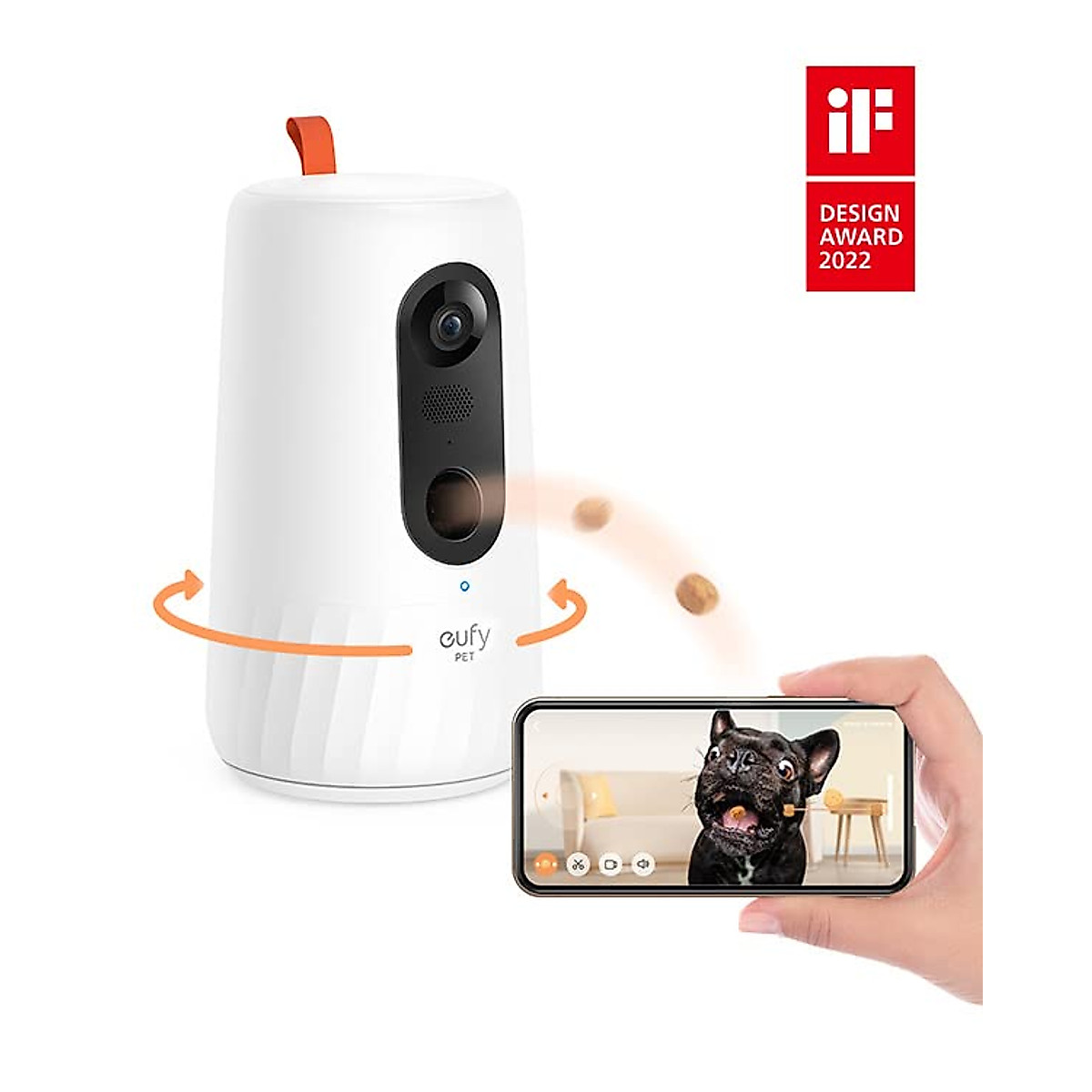 eufy Pet Camera for Dogs and Cats, On-Device AI Tracking and Pet Monitoring, 360° View, 1080p Dog Camera with Treat Dispenser, Doggy Diary, Local Storage, 2-Way Audio, Phone App, No Monthly Fee