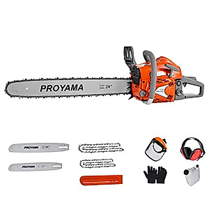 PROYAMA 68CC 2-Cycle Top Handle Gas Powered Chainsaw 24 Inch 20 Inch Petrol Handheld Cordless Chain Saw for Tree Wood Cutting
