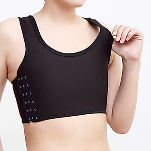 Chest Binder Tank Top Breathable Comfortable and Soft Slim Fit Trans Vest Tops Tomboy Lesbian (Black, 5XL)