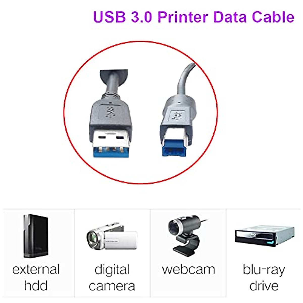 MITATTOK USB A to USB B 3.0 Cable (5FT), USB 3.0 Type A to B Male Cable Compatible with Monitor, Docking Station, Printer, External Hard Drivers, Scanner, USB Hub and More-Black
