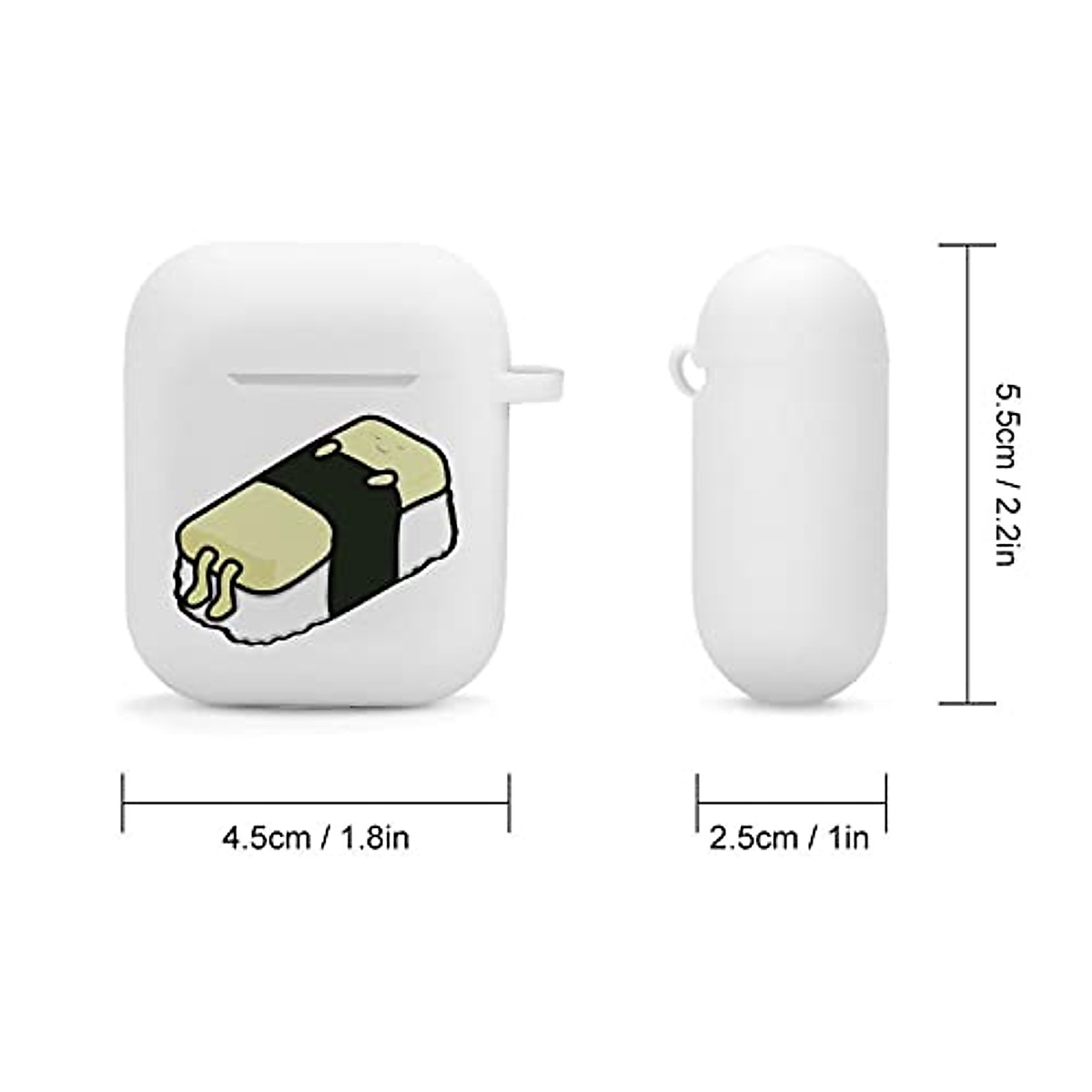 Cute Egg Sushi Silicone AirPods Case Protective Cover Compatible with AirPods 2 & 1 with Keychain