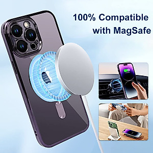 ZIYE Magnetic Case for iPhone 13 Pro Max Case [Compatible with MagSafe] Camera Lens Protector Plating Luxury Cover for Women Men Clear Soft TPU Shockproof Protective Phone Case - Purple