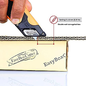 Modern Box Cutter, 3 blade depth setting, Squeeze Trigger and Edge Guides, Holster, Lanyard, Extra Blade - 1000 Orange