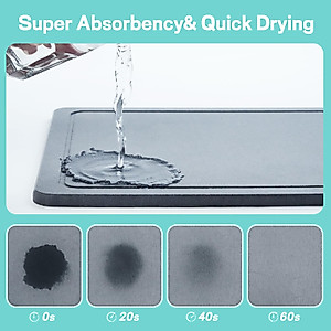 VABNEER Dish Drying Rack with Stone Drying Mat, Quick-Drying/Stainless/Super Sturdy/Space-Saving, Dish Strainers for Kitchen Counter, Escurridor de Trastes para Cocina (Black)