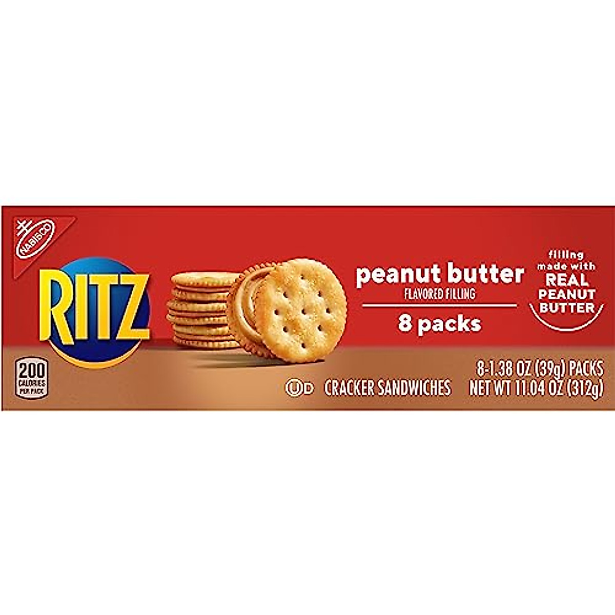 RITZ Peanut Butter Sandwich Crackers, 48 Snack Packs (6 Boxes, 8 Crackers Per Pack)