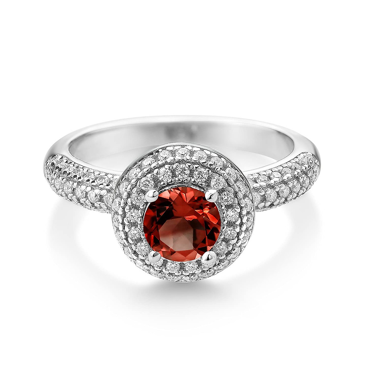 Gem Stone King 925 Sterling Silver Birthstones and White Moissanite Build Your Own Customized and Personalized For Her Women's Engagement Ring (Size 7)