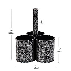 Mind Reader 3-Compartment Caddy Utensil Holder, Black