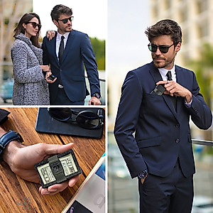 Fidelo Minimalist Wallet For Men - Slim RFID Blocking Mens Wallets Credit Card Holder. 3K Carbon Fiber. Compact Wallet Comes With 4 Cash Bands (Black, Dark Grey, Light Grey & Blue) - Prestige Forged
