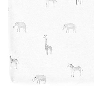 Lush Decor Baby Jungle Adventure Organic Cotton 2 Pack Fitted Crib Sheet, Gray, 52" L x 28" W + 9" Drop