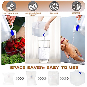 MAKACTUA Water Bag Water Container with 2pc Spigot, BPA Free Foldable Water Storage Cube for Hiking, Camping, Driking, Outdoors,indoors,Emergency 2.6/3.96/5.3 Gallon