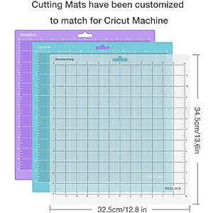 REALIKE 12x12 Cutting Mat for Silhouette Cameo 3/2/1 (3 Mats - StandardGrip, LightGrip, StrongGrip), Gridded Adhesive Non-Slip Cut Mat for Crafts, Quilting, Sewing, Scrapbooking and All Arts