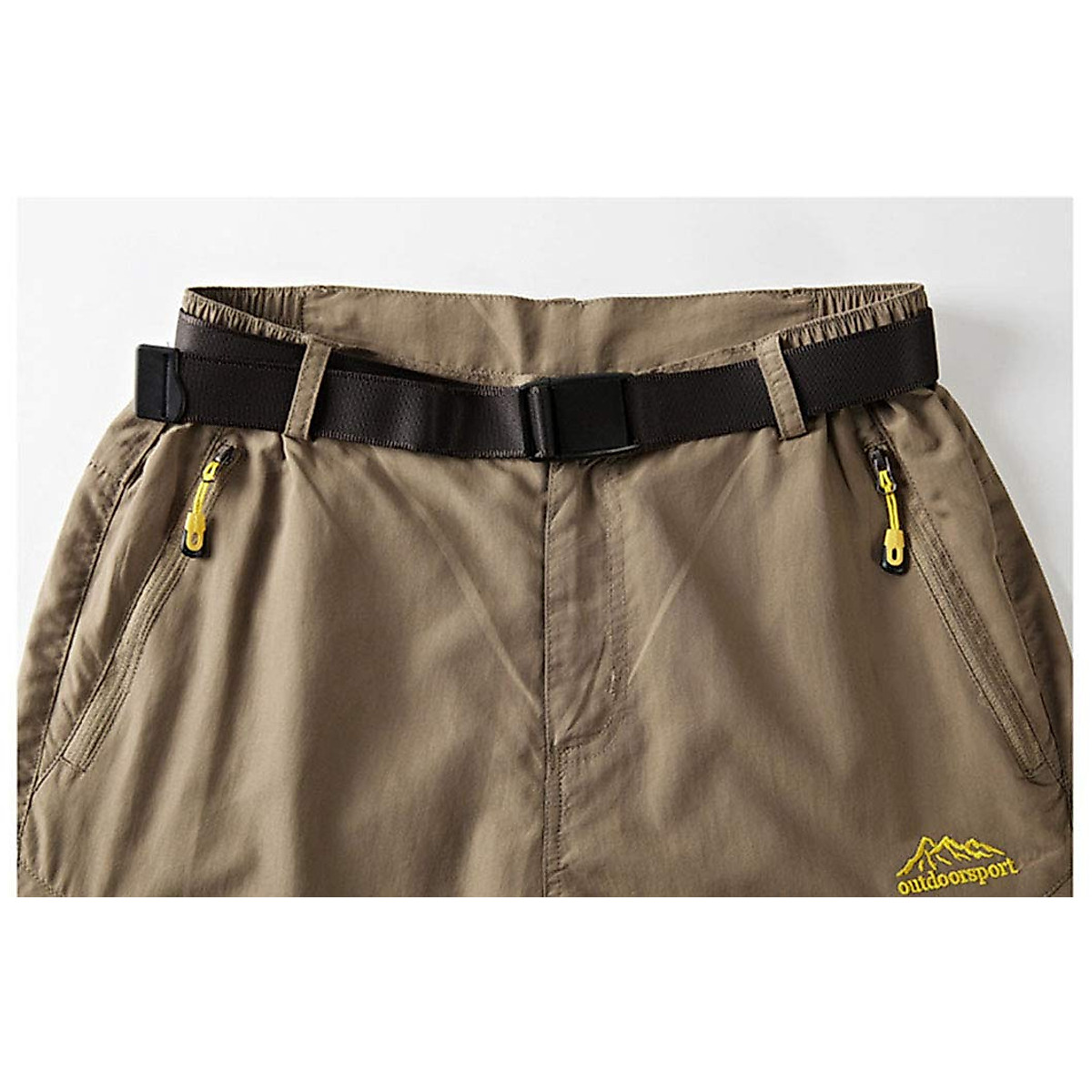 Amoystyle Men's Water-Repellent Quick Dry Convertible Hiking Pants Khaki Asian 7XL