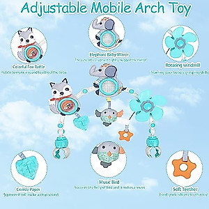 Stroller Arch Car Seat Toy: Baby Toys Mobile Adjustable Arch Toy for Stroller Crib Carseat Bouncer Toy Bar, Infant Toy Age 0 3 6 9 12 24 Months Newborn Hanging Travel Toys with Clip, Shower Gift