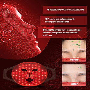 Meifuly Light Therapy Face Mask, Red Blue Yellow L ED Face Mask, Reduce Fine Lines and Wrinkles, Advanced Bendable and Portable Design