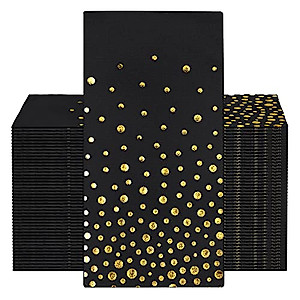 durony 120 Pack Gold Foil Guest Napkins Polka Dot Disposable Hand Towels Linen-Feel Guest Napkins 12 x 17 Inch Cocktail Dinner Paper Napkins Decorative Bathroom Napkins for Parties, Wedding
