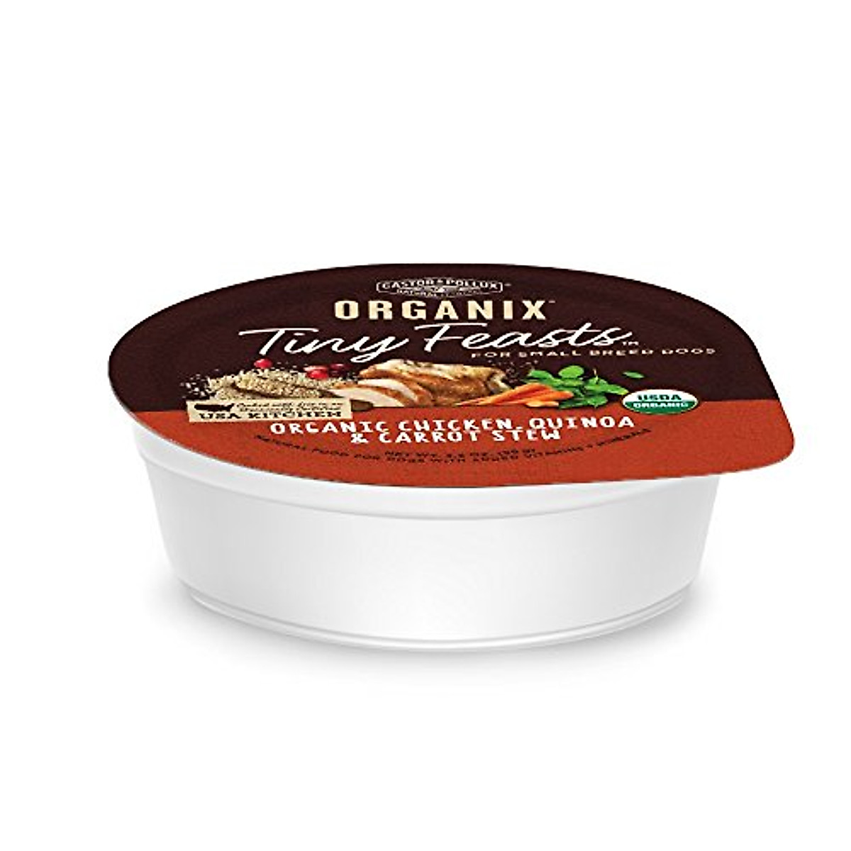 Castor & Pollux Organix Tiny Feasts Organic Chicken, Quinoa & Carrot Stew Dog Food Trays, 3.5 Ounce (Pack of 12)