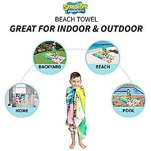 Franco Kids Super Soft Cotton Beach Towel, 58 in x 28 in, Spongebob Squarepants
