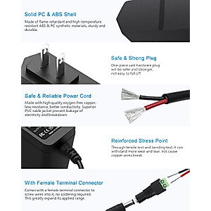 ALITOVE DC 12V 1A Power Supply 1000mA 12W AC/DC Adapter, 100~240V AC to DC 12 Volt 1 Amp 0.6A Converter with 5.5 x 2.5mm 2.1mm Plug for LED Strip Light CCTV Security Camera DVR NVR Surveillance System