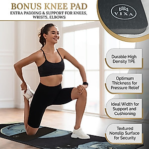 Vixa Yoga Mat Set with Booty Bands, Perfect Hot Yoga Mat with Super-Grip Rubber Base and Extra-Absorbent Suede Material, 1.5mm Foldable Yoga Mat for Travel, with Added Knee Mat for Extra Support