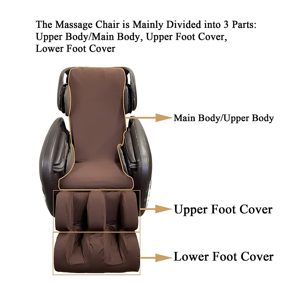 EVURU Thick Massage Chair Cover, Massage Chair Cover Recliner Chair Cover for Office Bedroom Full Body Massage Chair Zero Gravity Chair Cover Cover (Gray, Full Body)