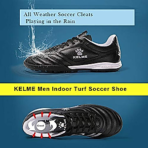 KELME Men Indoor Turf Soccer Shoe, Arch Support Soccer Cleats, Performance Futsal Sneaker Black US 8.5