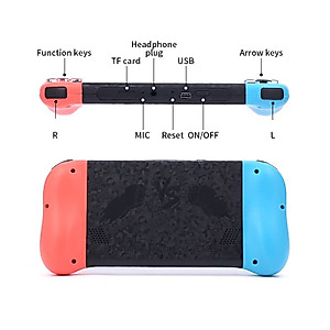 Old Arcade Retro Classic Handheld Game Console 5 Inch Led Screen Double TF Card 8 GB Internal 64 GB External Over 10000 Preloaded Games (Red and Blue)